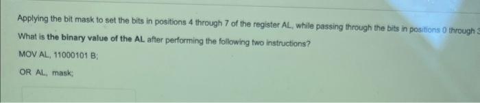 Solved Applying the bit mask to toggle the bits in positions | Chegg.com