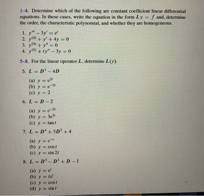 Solved 1-4. Determine which of the following are constant | Chegg.com