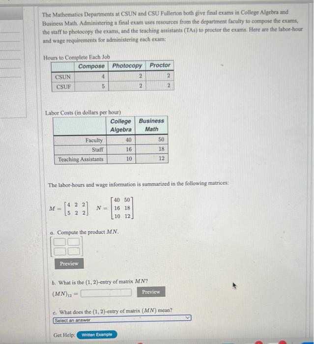 Solved The Mathematics Departments at CSUN and CSU Fullerton | Chegg.com