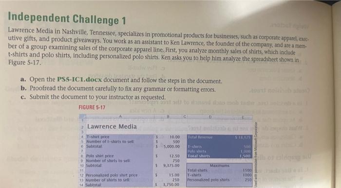 Independent Challenge 1 Help Lawrence Media analyze | Chegg.com