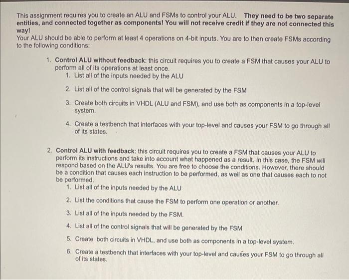 Solved please provide ALU VHDL, along with the VHDL for 1 | Chegg.com