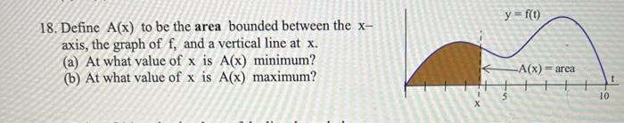 Solved 18. Define A(x) to be the area bounded between the | Chegg.com