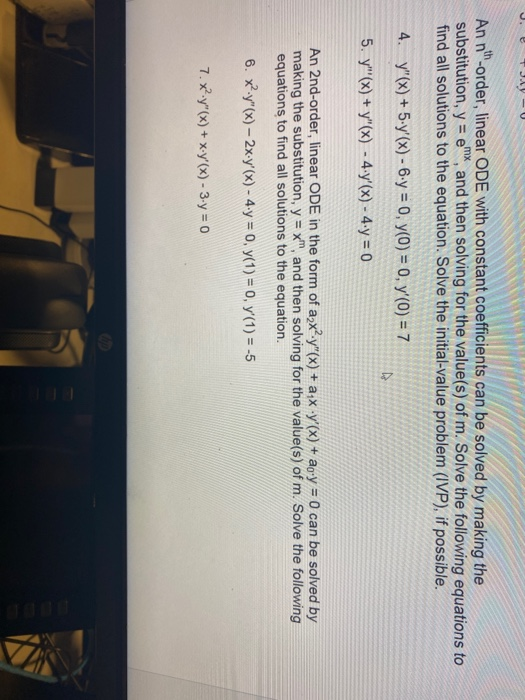 Solved TJ-U An nth-order, linear ODE with constant | Chegg.com