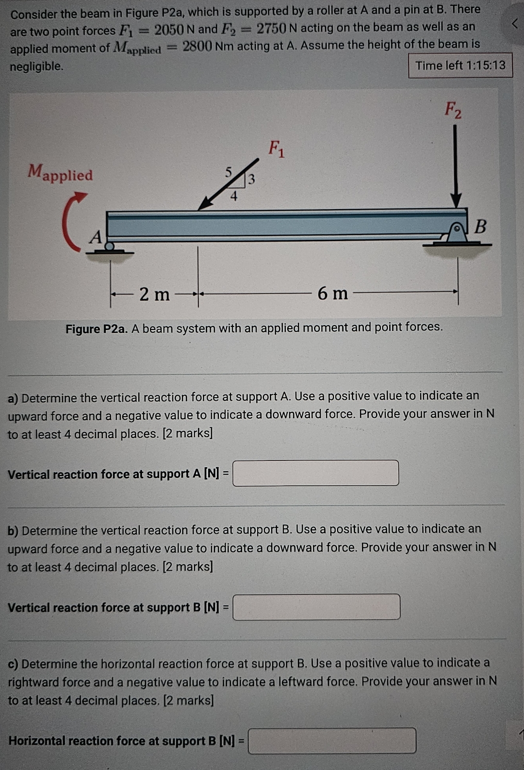 Solved Consider the beam in Figure P2a, ﻿which is supported | Chegg.com