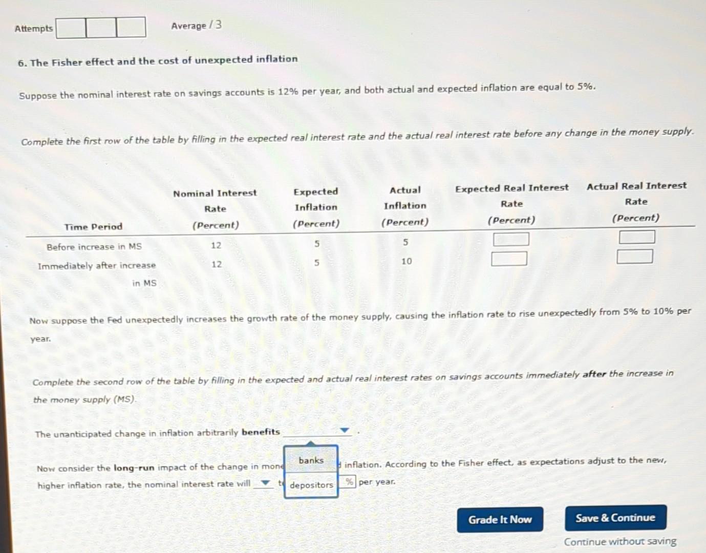 Solved 6. The Fisher effect and the cost of unexpected | Chegg.com