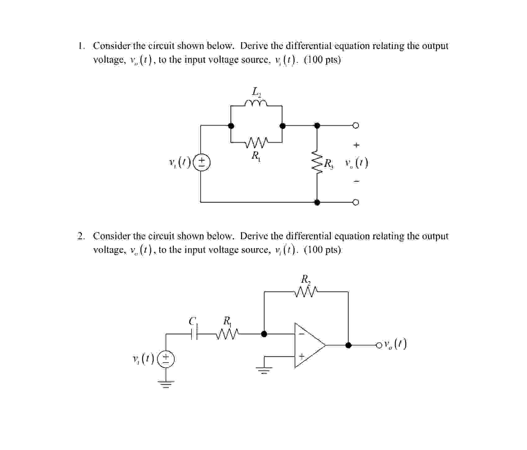 Solved Consider the circuit shown below. Derive the | Chegg.com