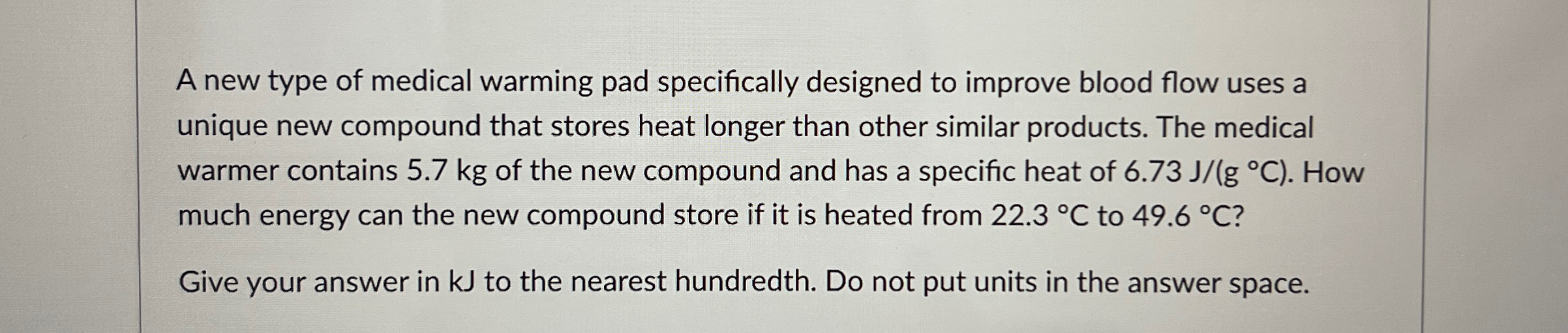 Solved A new type of medical warming pad specifically | Chegg.com