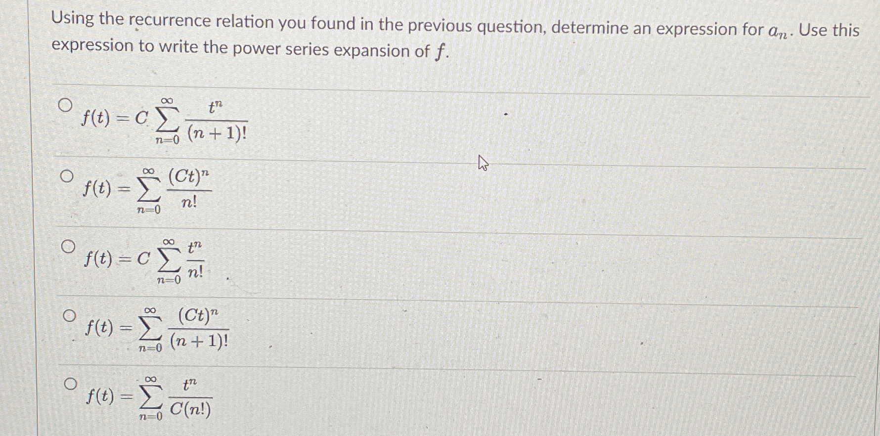 Using the recurrence relation you found in the | Chegg.com
