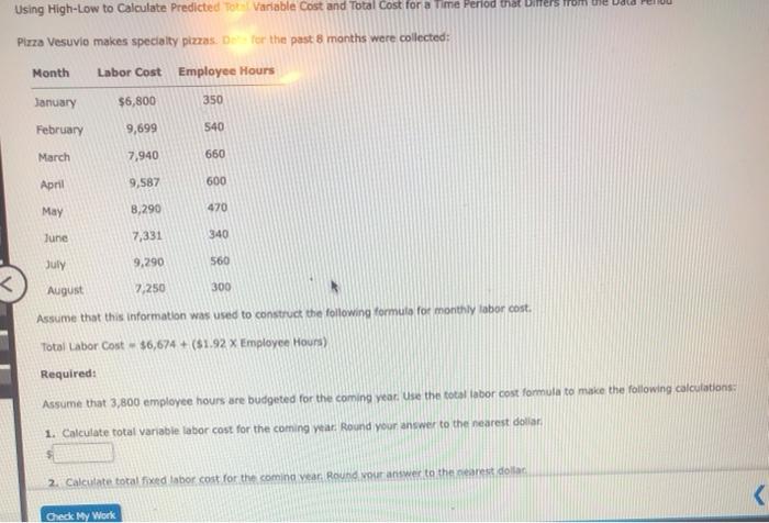 Solved Using High-Low to Calculate Predicted Total Vible | Chegg.com