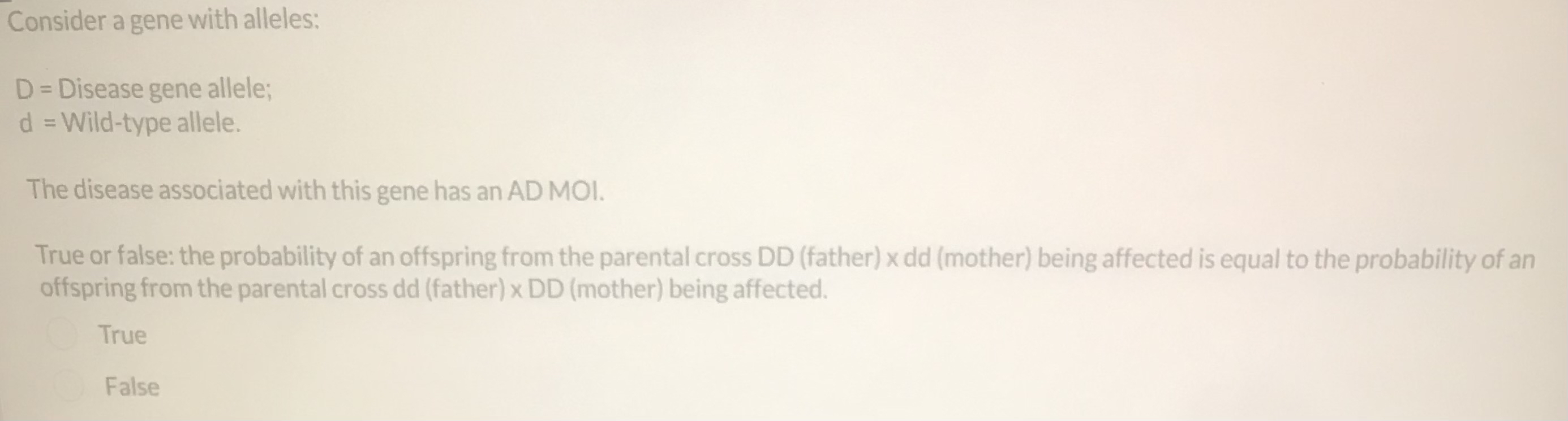 Solved Consider a gene with alleles:D= ﻿Disease gene | Chegg.com