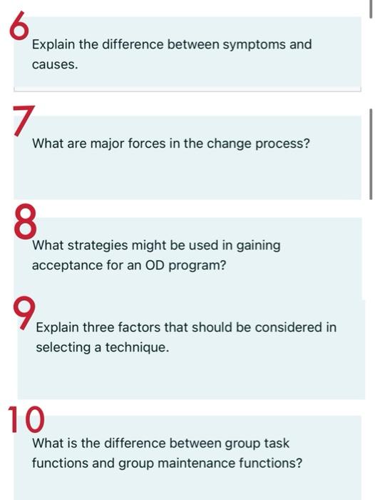 Solved 6 Explain the difference between symptoms and causes. | Chegg.com