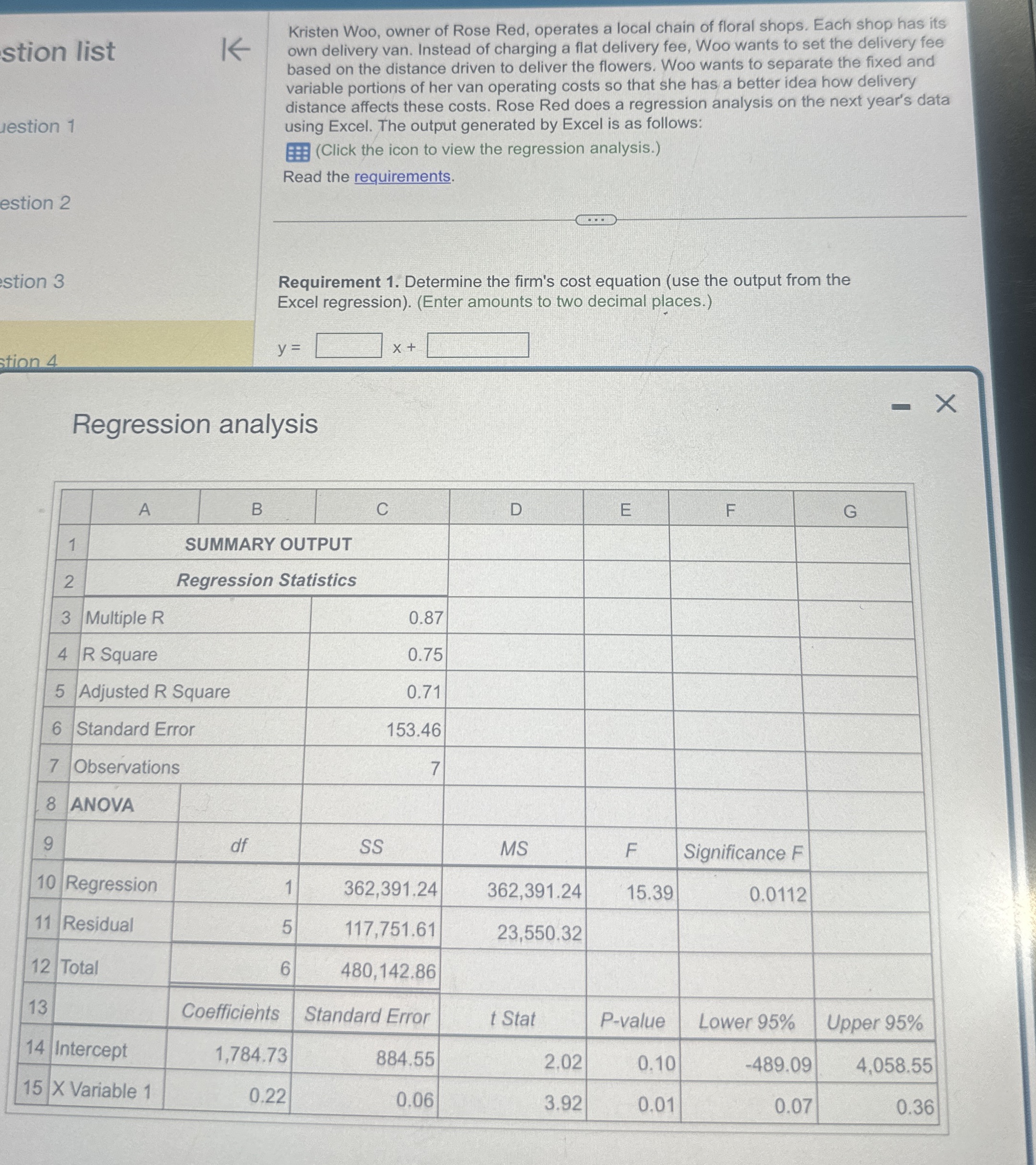 Solved stion listuestion 1estion 2stion 3tion 4Kristen Woo, | Chegg.com
