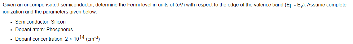 Solved Given an uncompensated semiconductor, determine the | Chegg.com