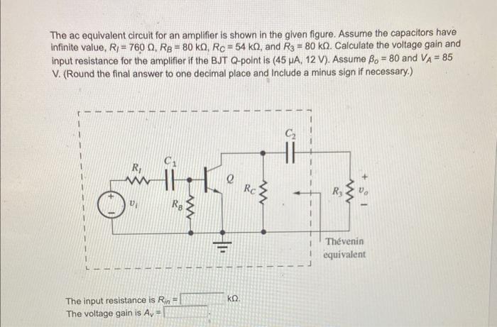 Solved The ac equivalent circuit for an amplifier is shown | Chegg.com