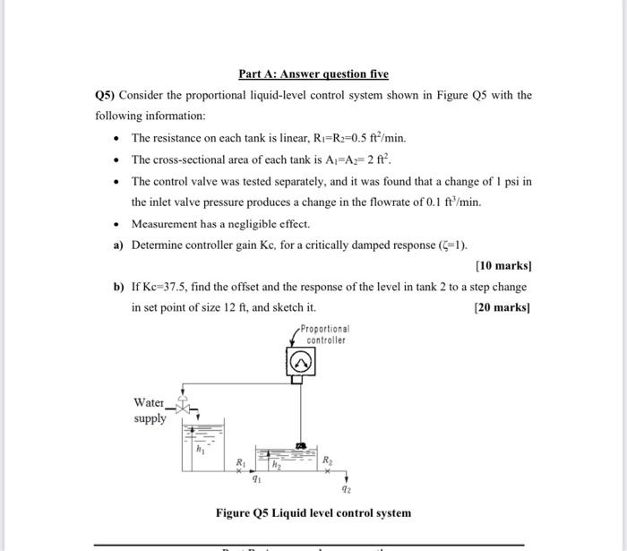 Solved Q5) Consider the proportional liquid-level control | Chegg.com