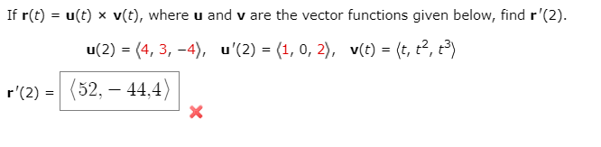 Solved If r(t)=u(t)×v(t), ﻿where u ﻿and v ﻿are the vector | Chegg.com