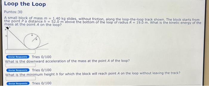 Solved A small block of mass m=1.40 kg slides, without | Chegg.com