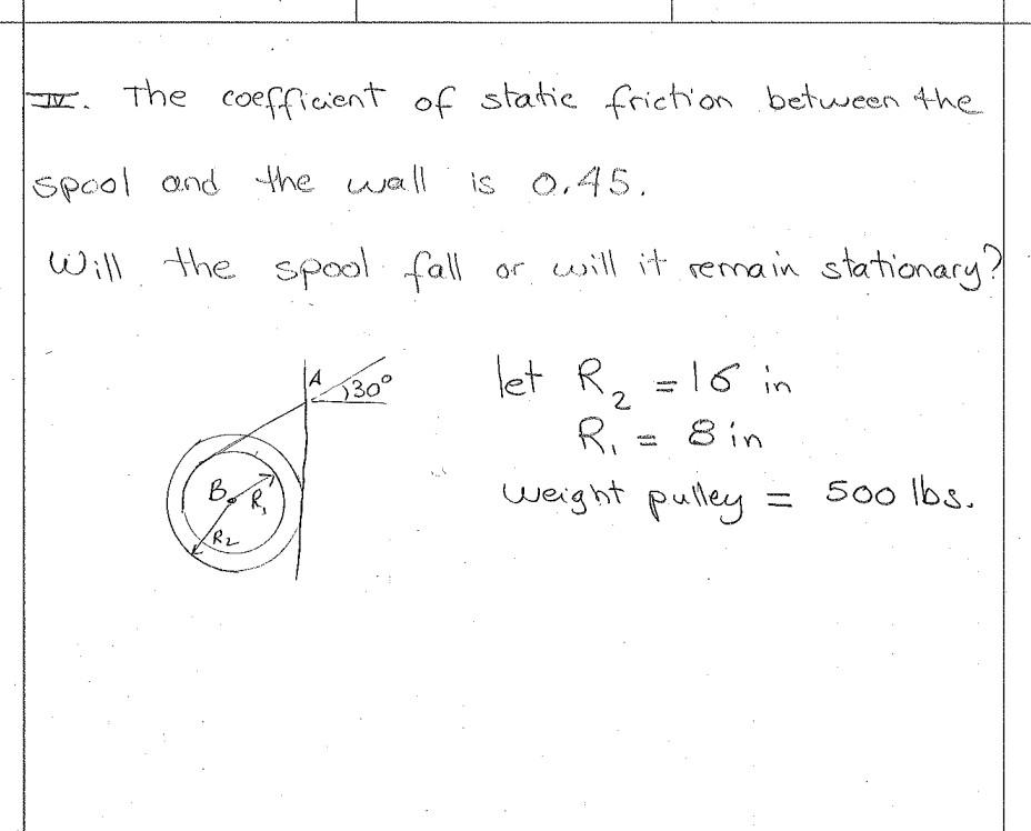 Solved IV. The coefficient of static friction between the | Chegg.com