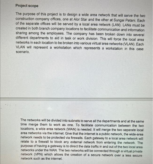 Solved Project scope The purpose of this project is to | Chegg.com