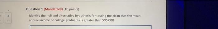 Solved Question 1 (Mandatory) (10 points) Identify the null | Chegg.com