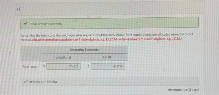 Solved Determine the total costs that each operating | Chegg.com