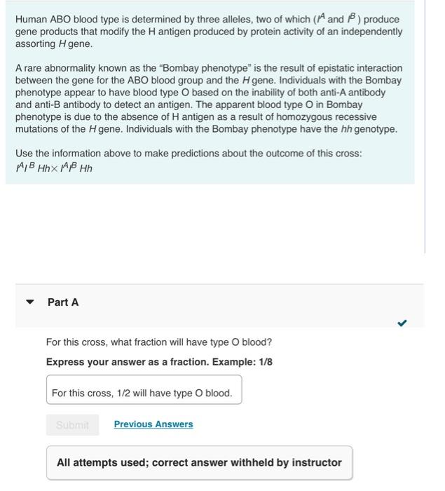 Solved Human ABO blood type is determined by three alleles, | Chegg.com