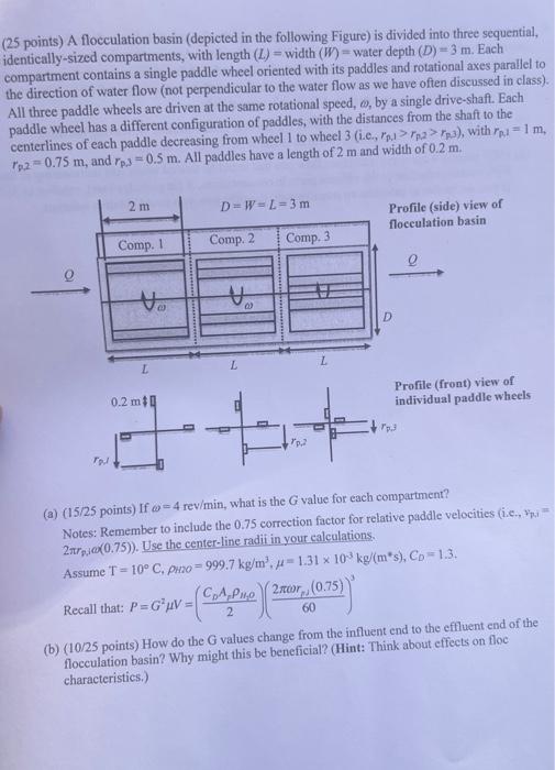 Solved (25 points) A flocculation basin (depicted in the | Chegg.com