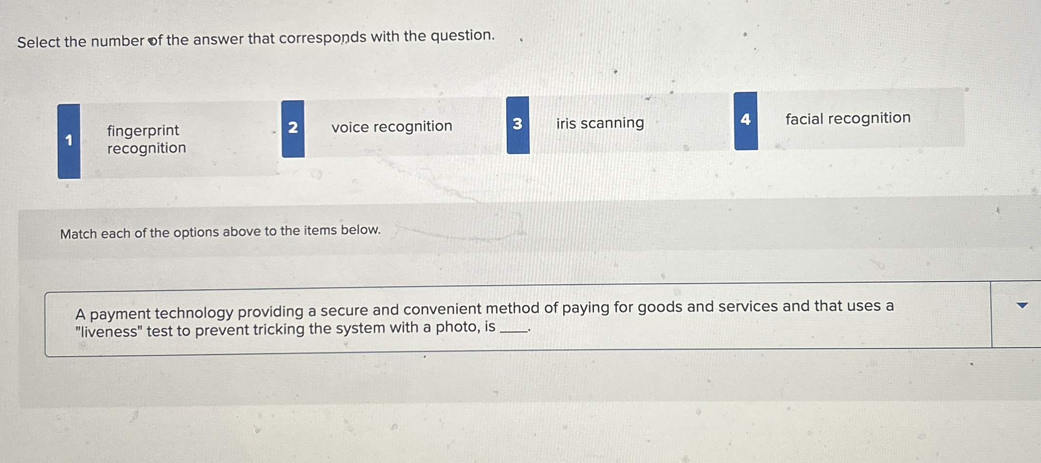 Solved 13 ﻿Select the number of the answer that corresponds | Chegg.com