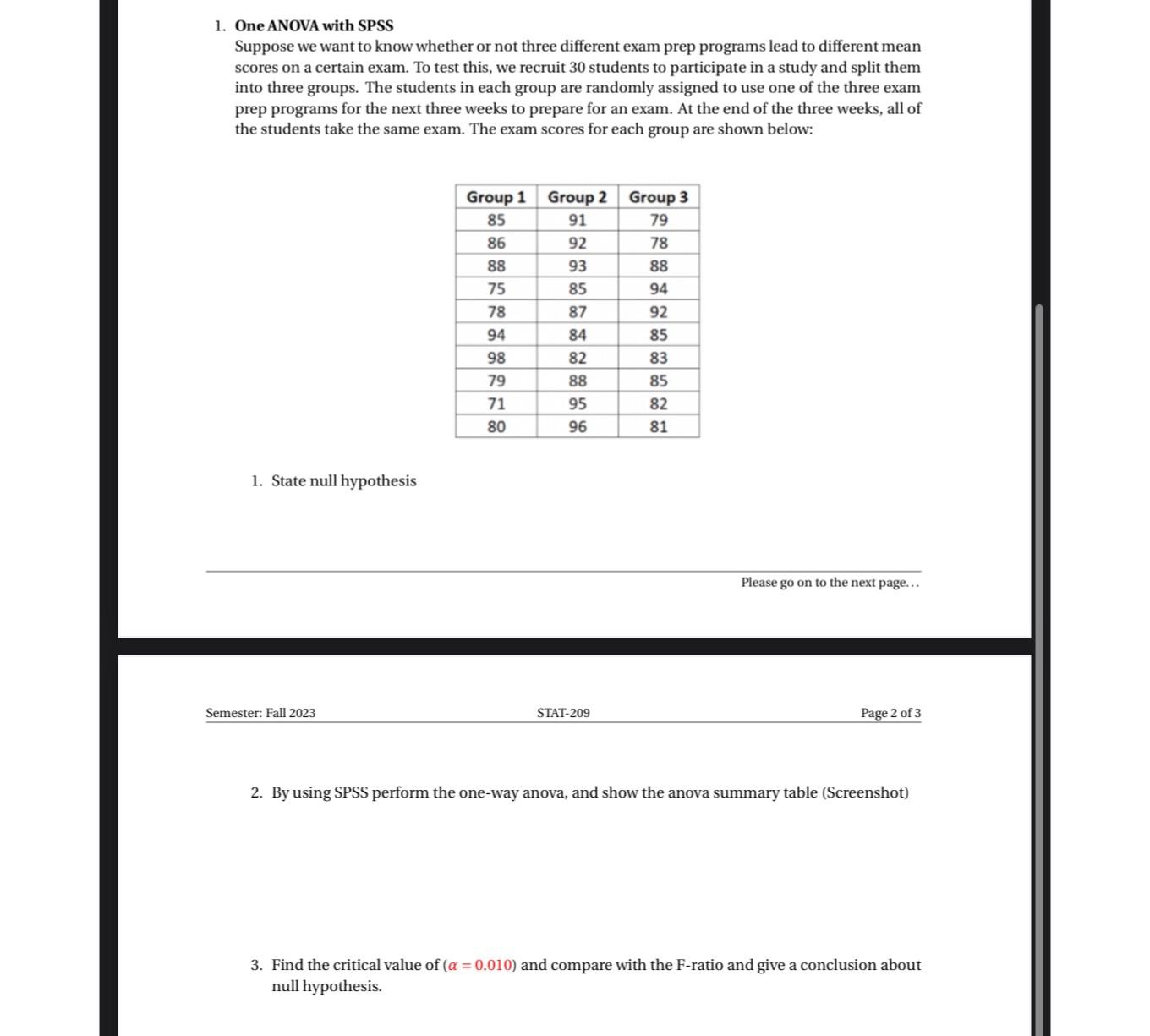 Solved One ANOVA with SPSSSuppose we want to know whether or | Chegg.com
