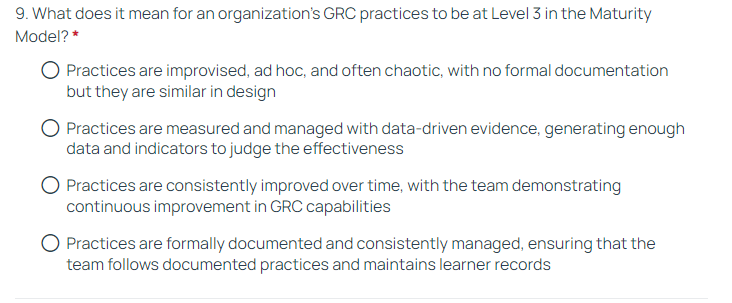 Solved What does it mean for an organization's GRC practices | Chegg.com