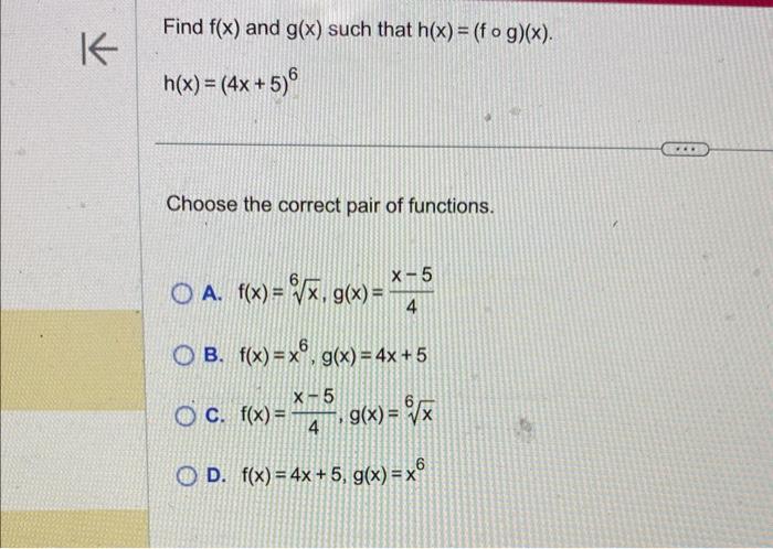 Solved I set up the h(x) into an equation = to f(x) x g(x), | Chegg.com