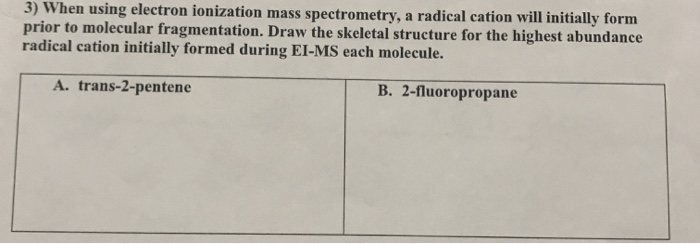 Solved 3) When using electron ionization mass spectrometry, | Chegg.com