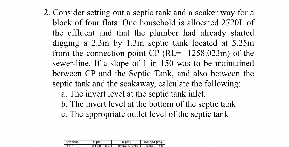 Solved Consider setting out a septic tank and a soaker way | Chegg.com