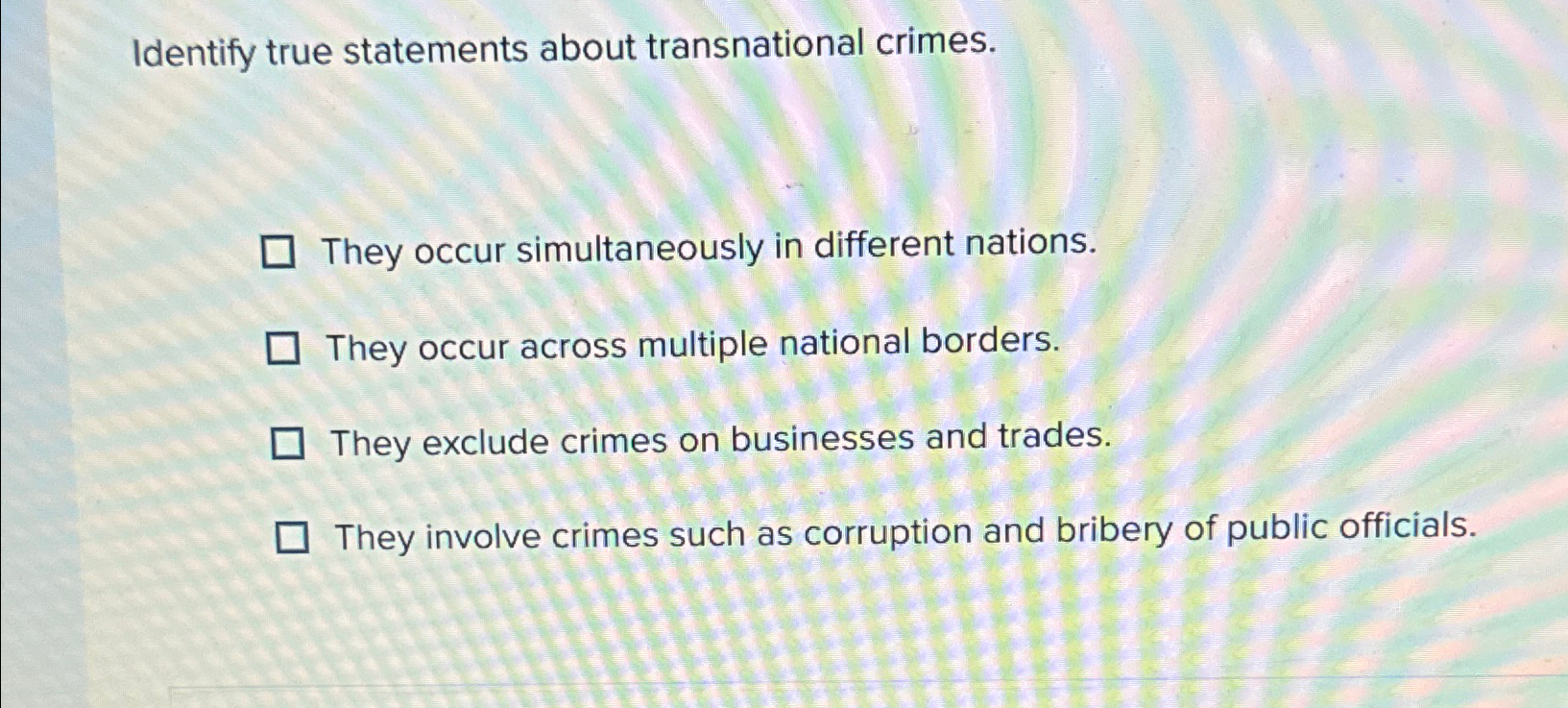 Solved Identify true statements about transnational | Chegg.com
