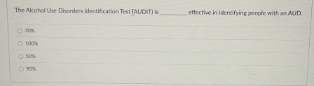 Solved The Alcohol Use Disorders Identification Test TAUDIT) | Chegg.com
