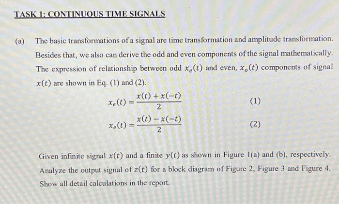 Solved TASK 1: CONTINUOUS TIME SIGNALS (a) The basic | Chegg.com