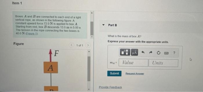 Solved Boxes A and B are connected to each end of a light | Chegg.com