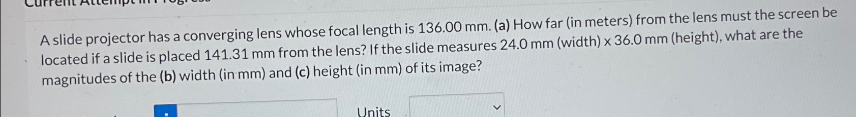 Solved A slide projector has a converging lens whose focal | Chegg.com