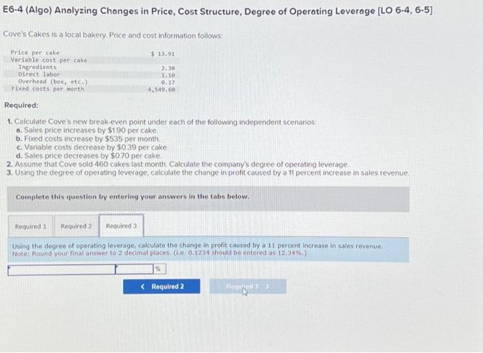 Solved E6-4 (Algo) Analyzing Changes in Price, Cost | Chegg.com