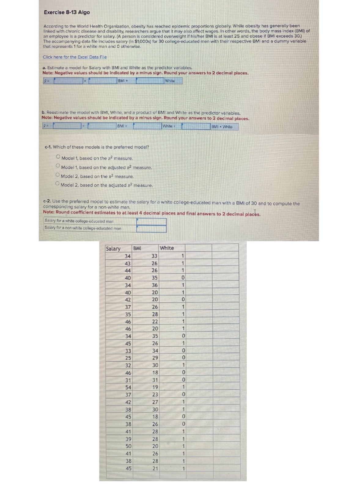 Solved Exercise 8-13 ﻿AlgoAccording to the World Health | Chegg.com