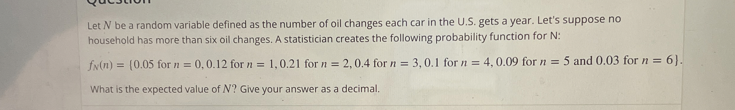 Solved Let N ﻿be a random variable defined as the number of | Chegg.com