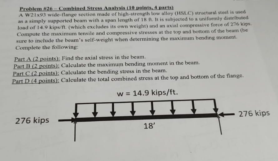 Solved Problem #26 - ﻿Combined Stress Analysis (10 ﻿points, | Chegg.com