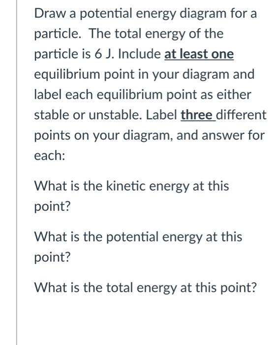 Solved Draw a potential energy diagram for a particle. The | Chegg.com