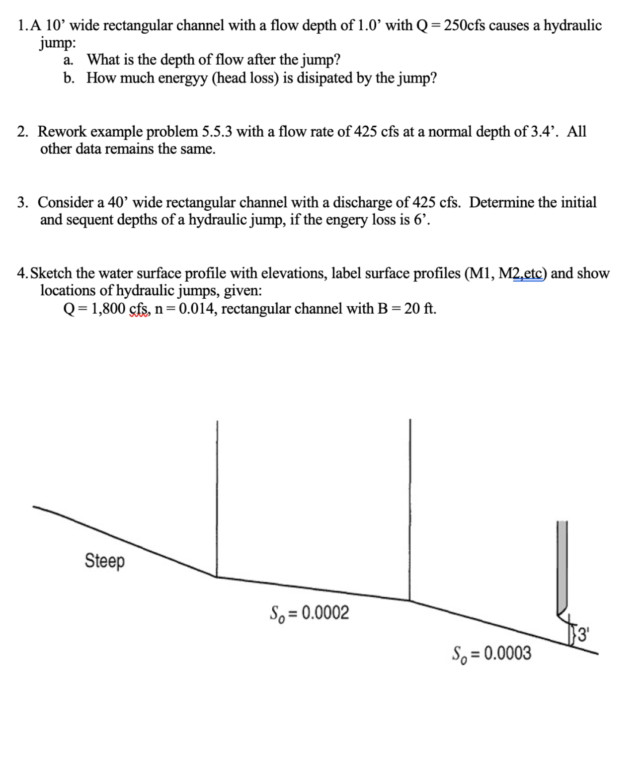 Solved A 10' ﻿wide rectangular channel with a flow depth of | Chegg.com
