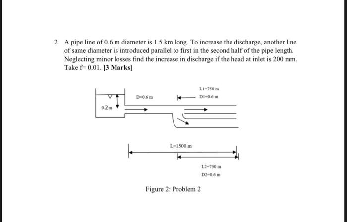 Solved 2. A pipe line of 0.6 m diameter is 1.5 km long. To | Chegg.com