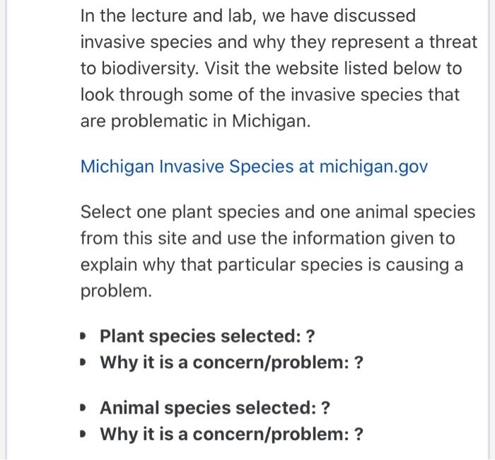 In the lecture and lab, we have discussed invasive | Chegg.com