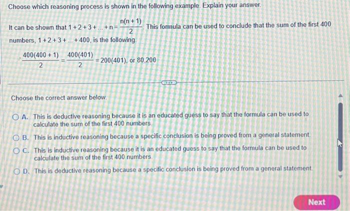 Solved Choose which reasoning process is shown in the | Chegg.com