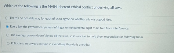 Solved Which of the following is the MAIN inherent ethical | Chegg.com