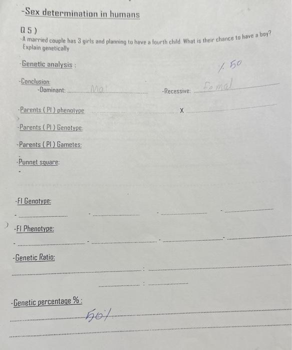 Solved - Sex deterasieation in humass a 57 Fenenc amelyzik | Chegg.com