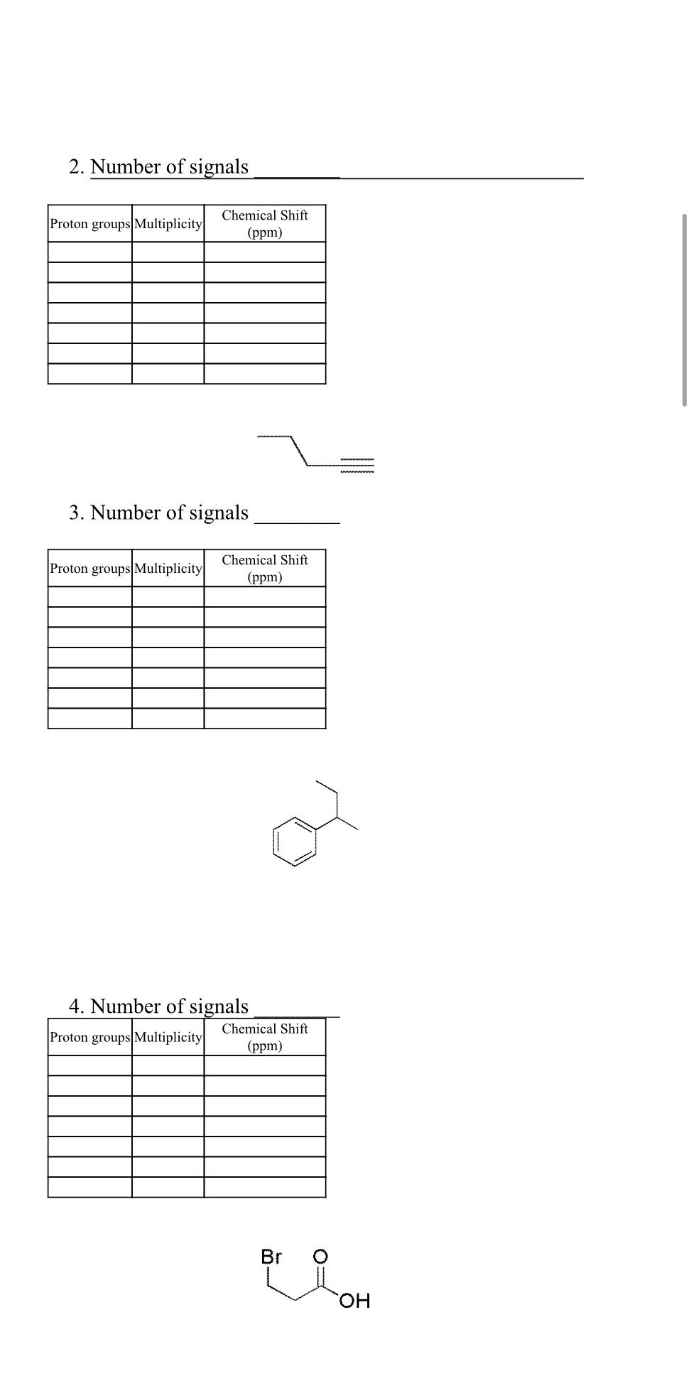 Solved Number of signals\table[[Proton | Chegg.com
